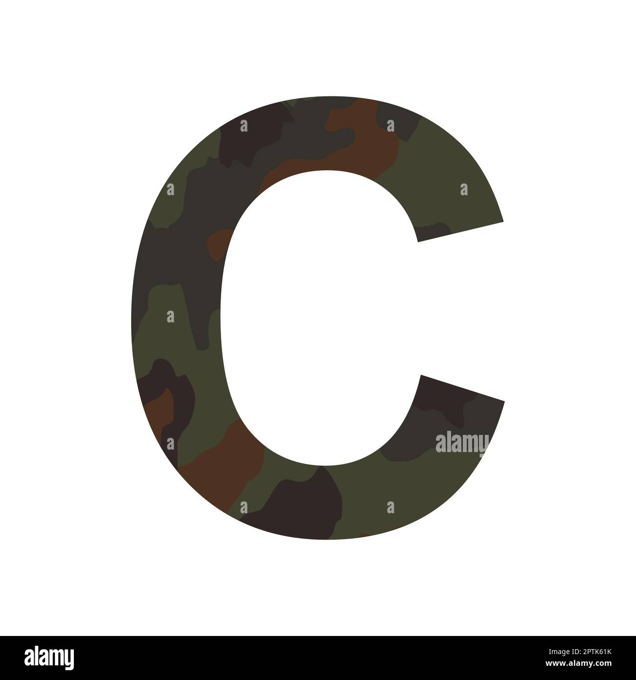 English alphabet letter C, khaki style isolated on white background ...