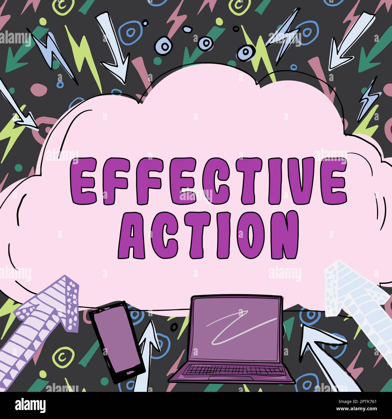 Sign displaying Effective Action, Business overview producing the ...