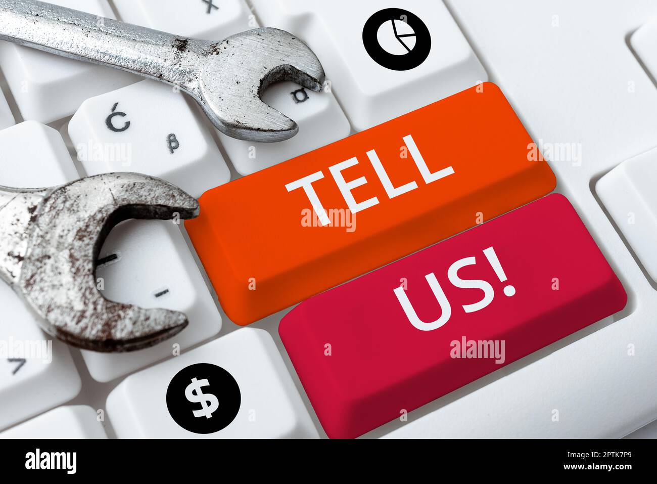 Text sign showing Tell Us, Business idea communicate information to ...