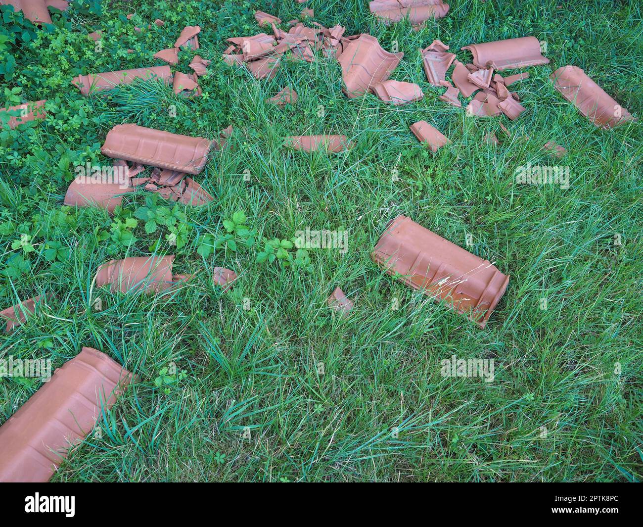 roof tiles damaged by gale wind during hurricane Stock Photo - Alamy