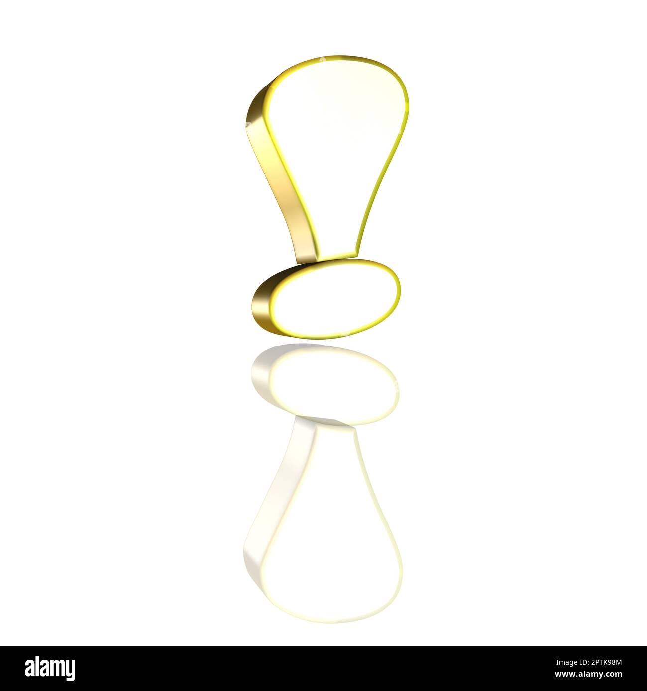 Exclamation mark as a symbol in yellow, gold on a white background as a ...