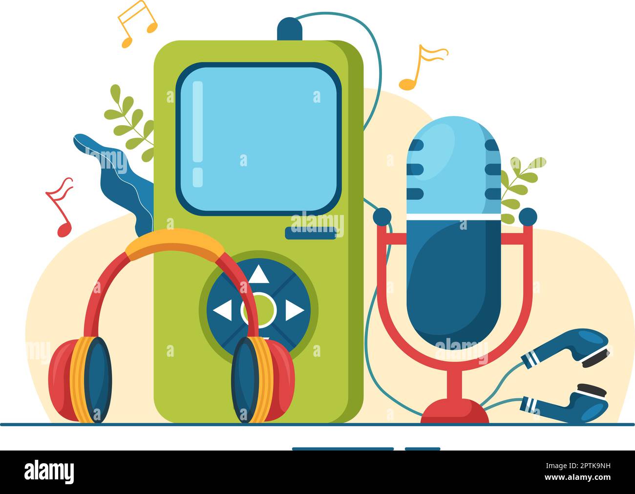 MP3 Player with Headphones, Headset and Phone of Music Listening ...