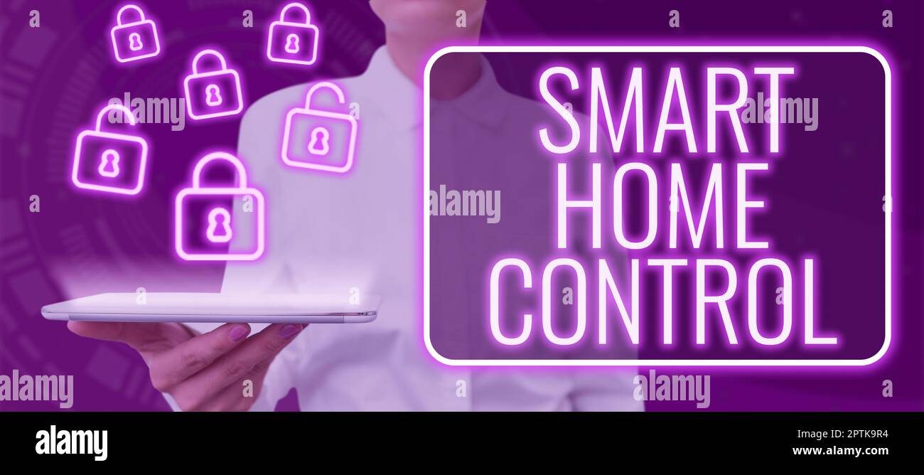 Sign displaying Smart Home Control, Business overview Internet of ...