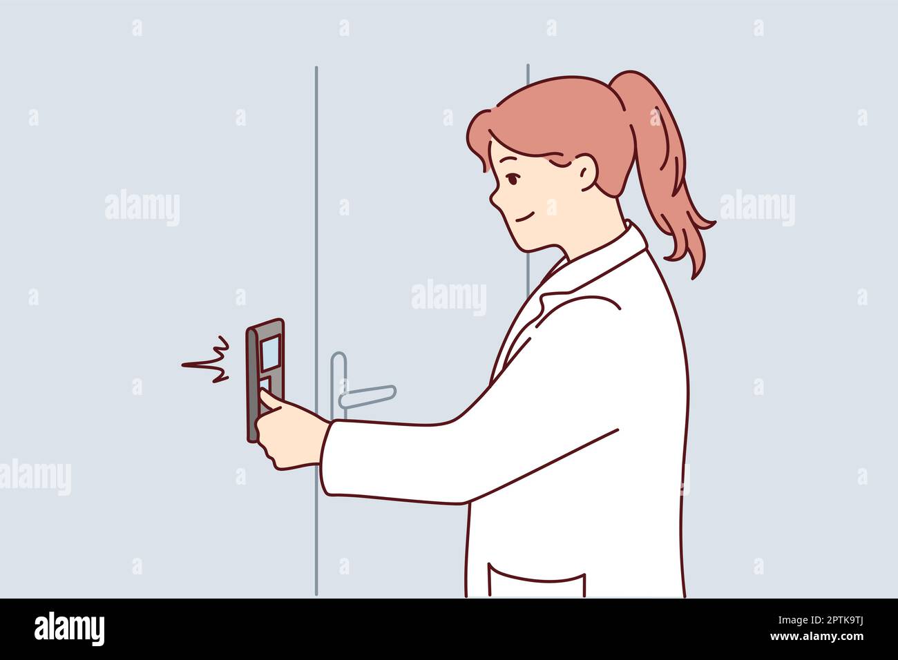 Woman in white uniform switch control panel Stock Vector Image & Art ...