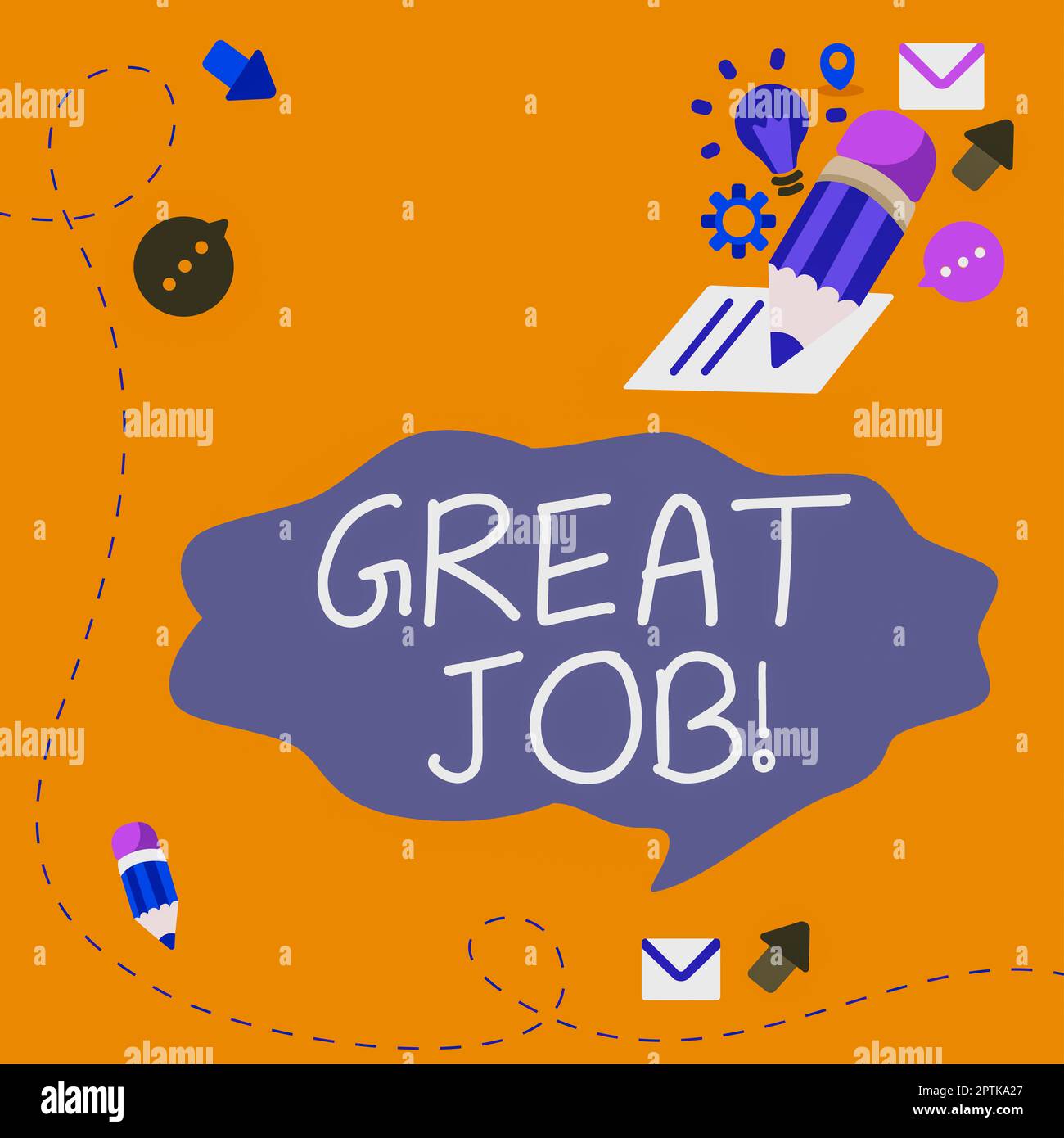 Hand writing sign Great Job, Word for Excellent work Well done Good results Compliment Stock ...