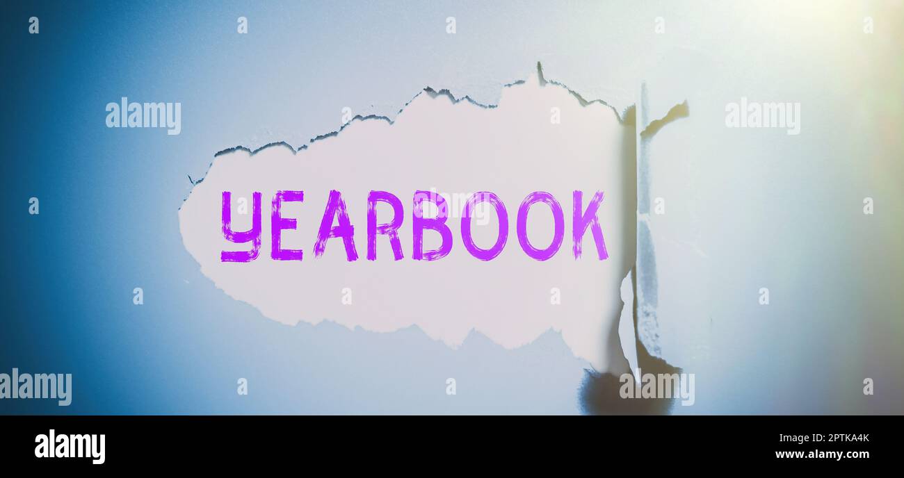 Text sign showing Yearbook, Business idea publication compiled by ...