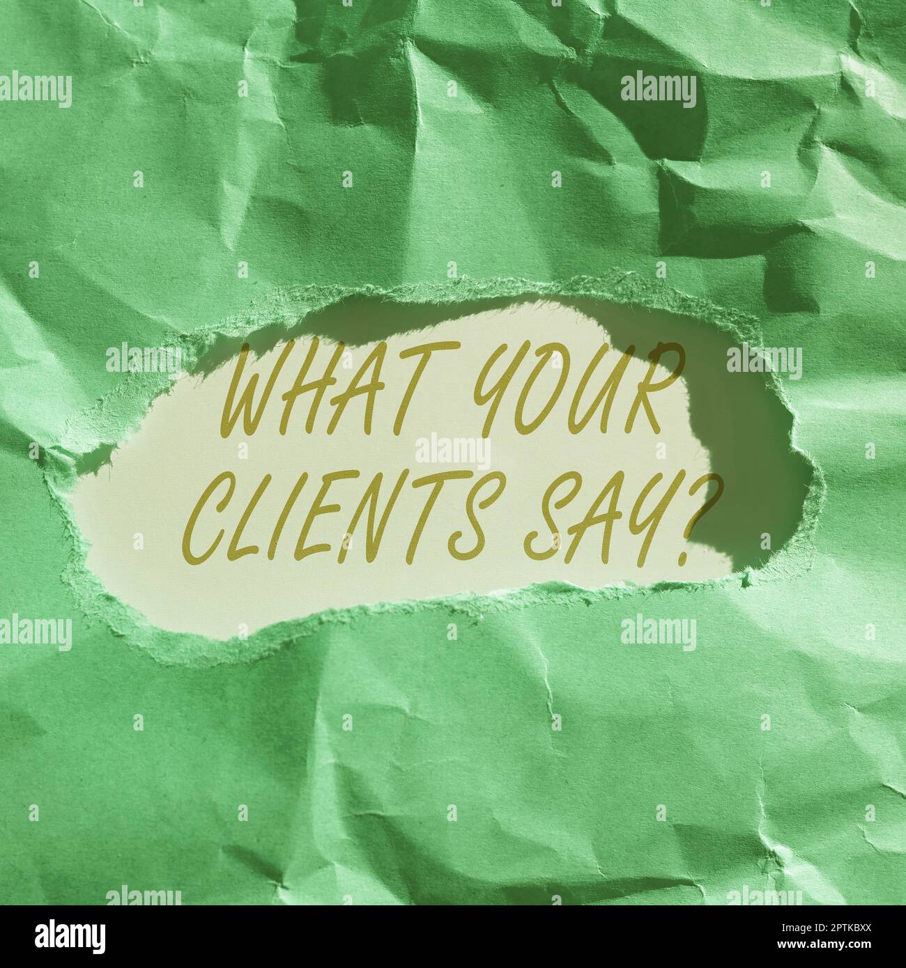Conceptual caption What Your Clients Say, Business overview expression ...