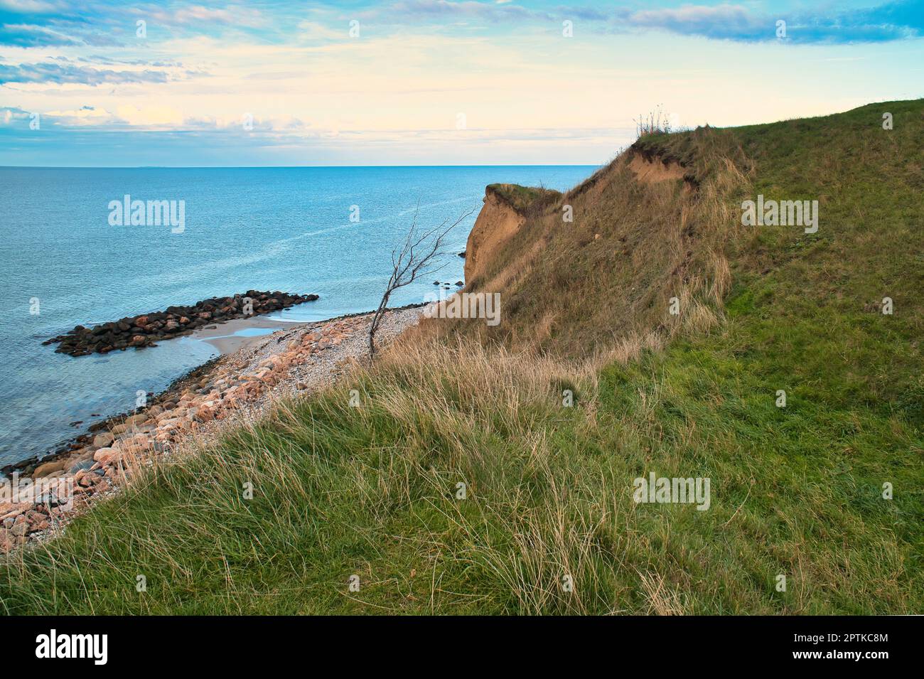 Hundested, Denmark on the cliff overlooking the sea. Baltic Sea coast ...
