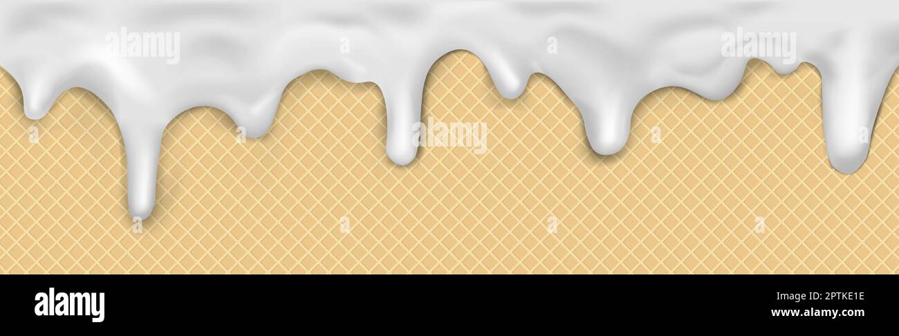 Sweet seamless panoramic ice cream pattern with dripping white icing ...