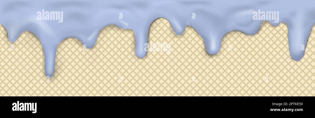 Sweet seamless panoramic ice cream pattern with dripping pink icing and ...