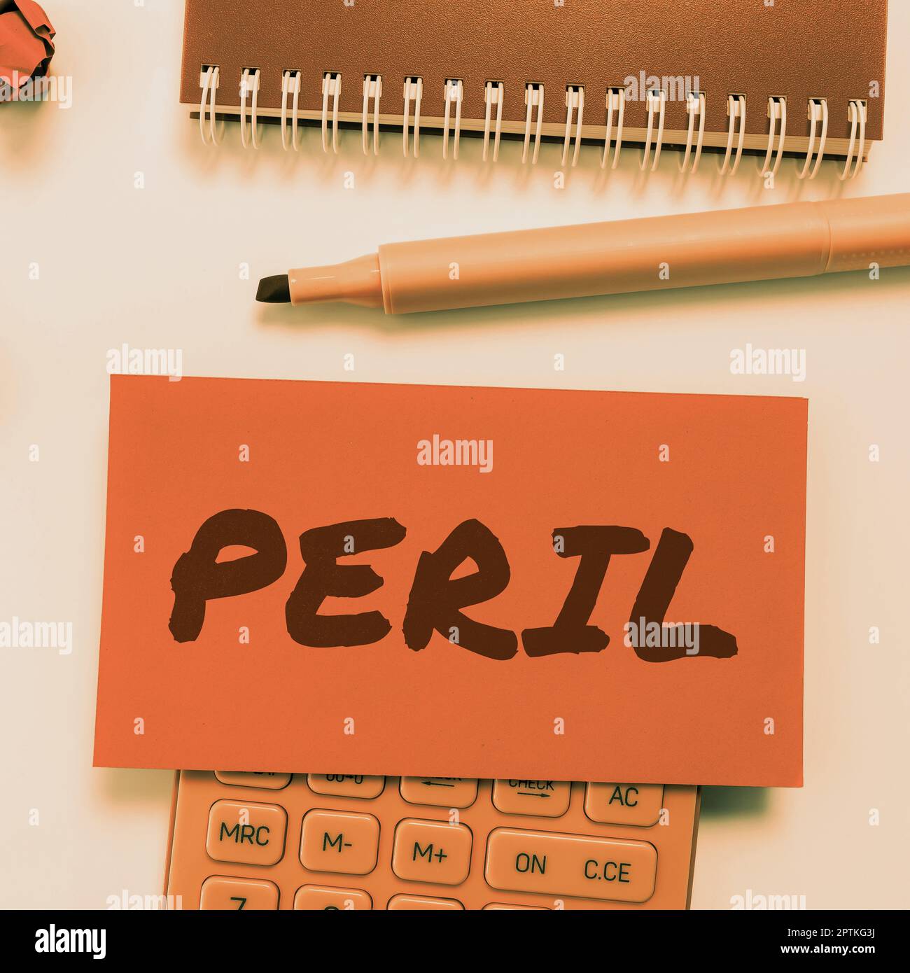 Hand writing sign Peril, Internet Concept indicates something extremely ...