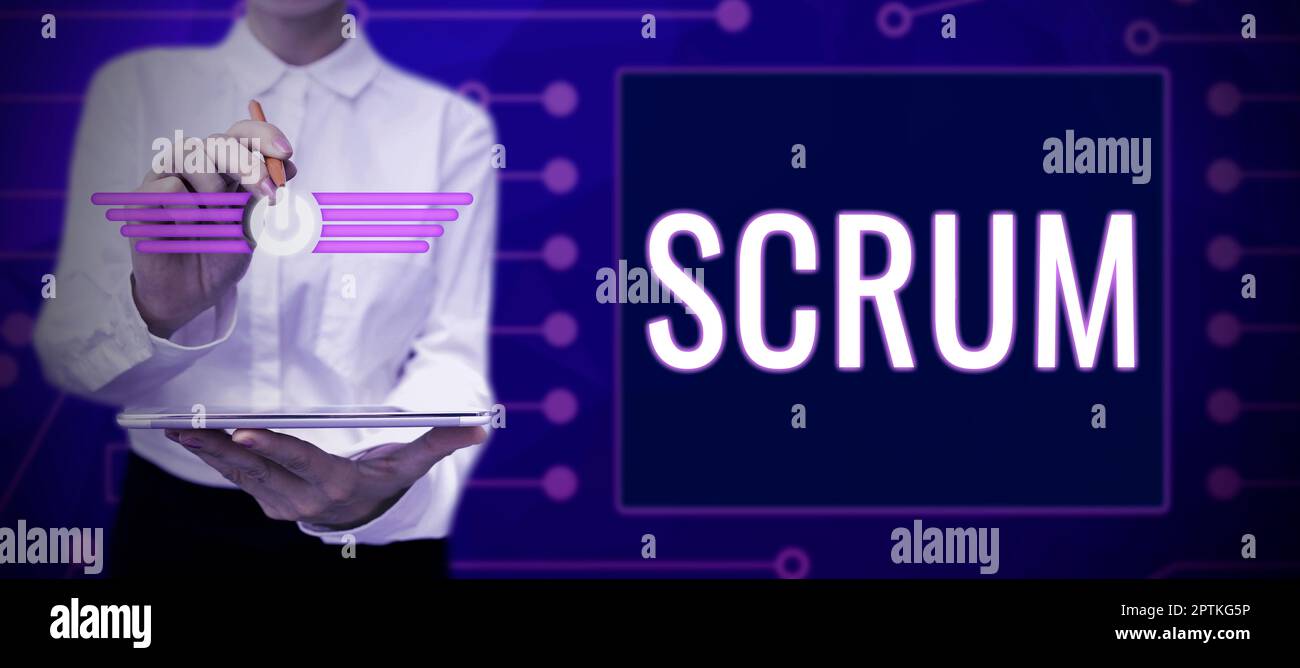 Text showing inspiration Scrum, Concept meaning handwriting as distinct ...