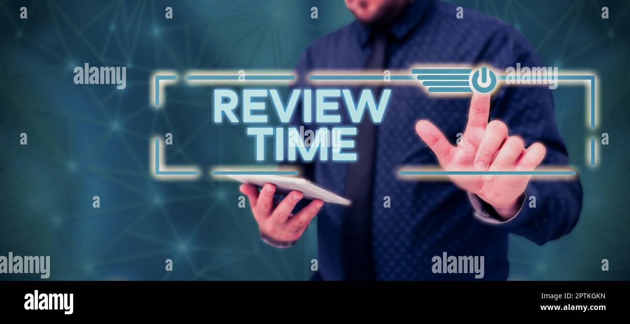 Text showing inspiration Review Time, Business showcase situation or ...