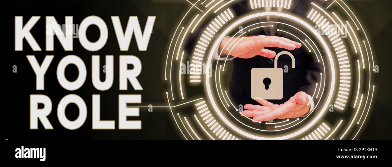 Text sign showing Know Your Role, Word for Be clear of one ...