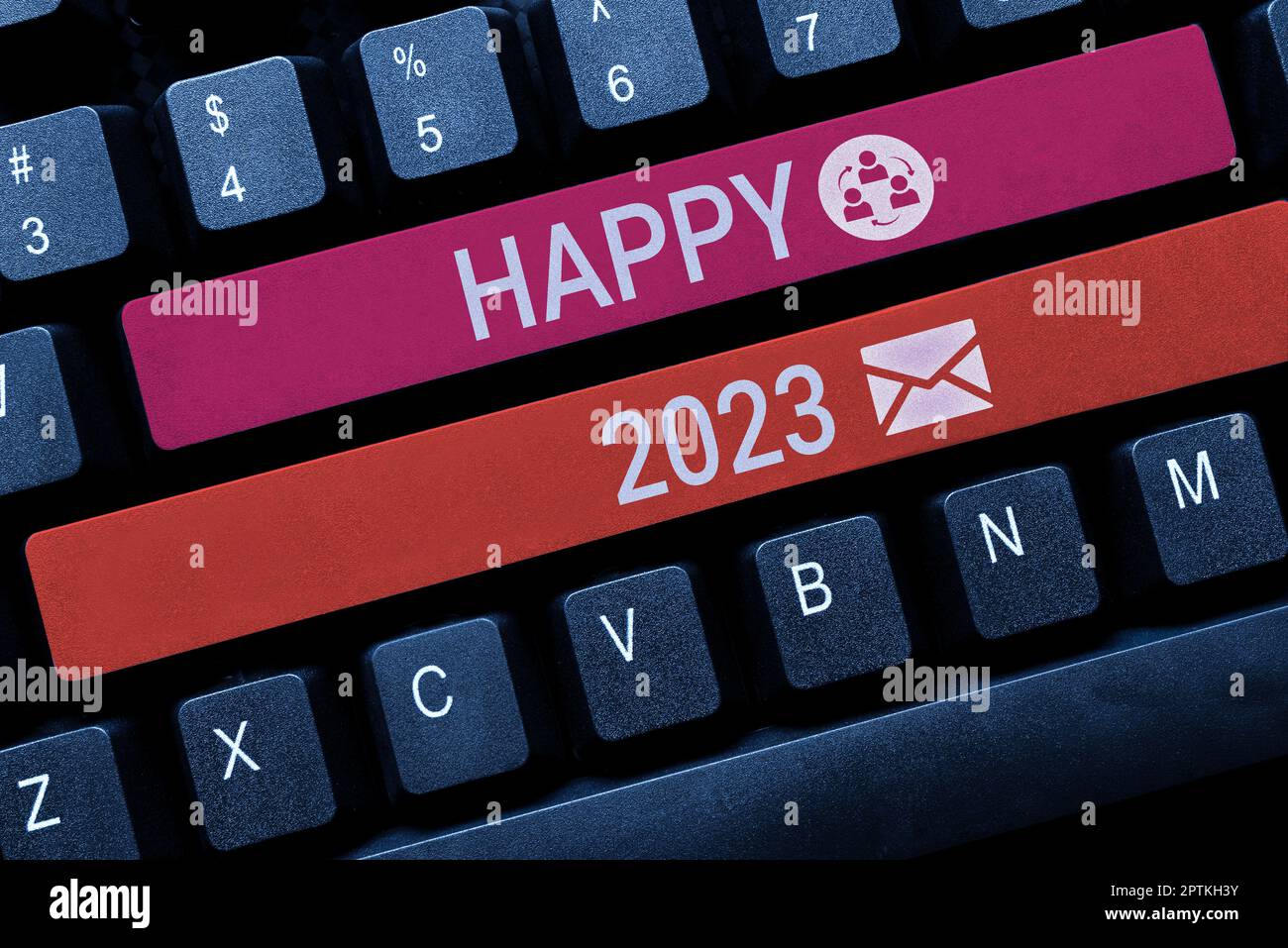 Hand writing sign Happy 2023, Business approach celebration of the ...
