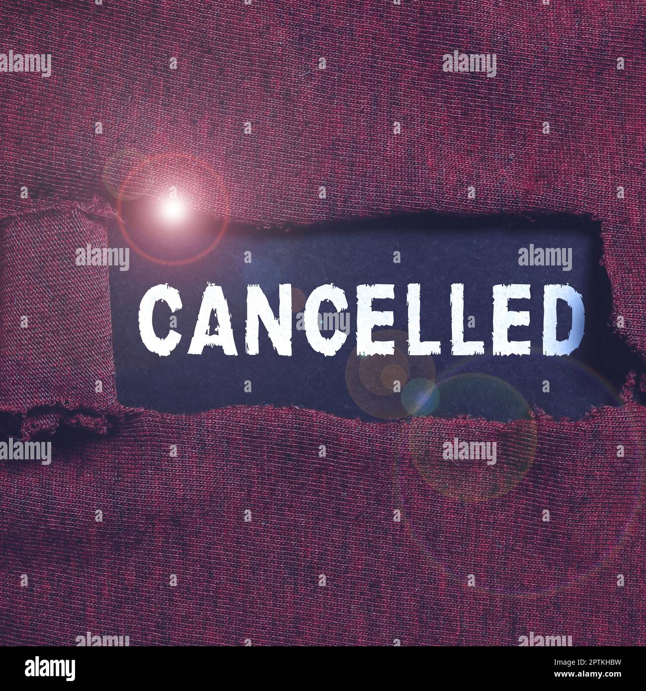 Text caption presenting Cancelled, Internet Concept decide or announce ...