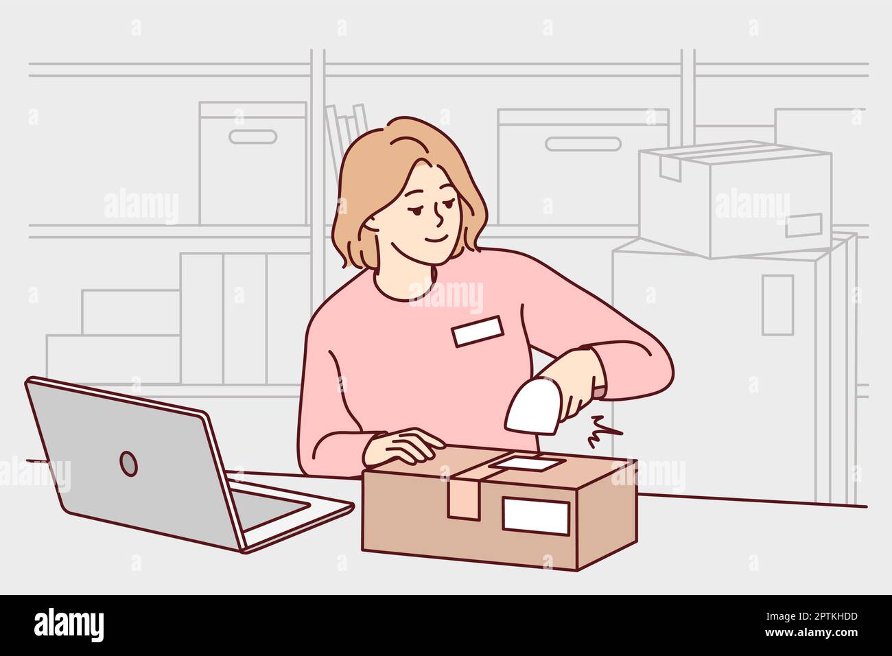 Female employee packing parcels at warehouse Stock Vector Image & Art ...