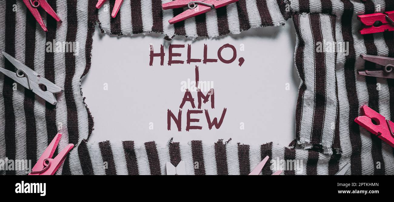 Handwriting text Hello, I Am New, Concept meaning introducing oneself ...