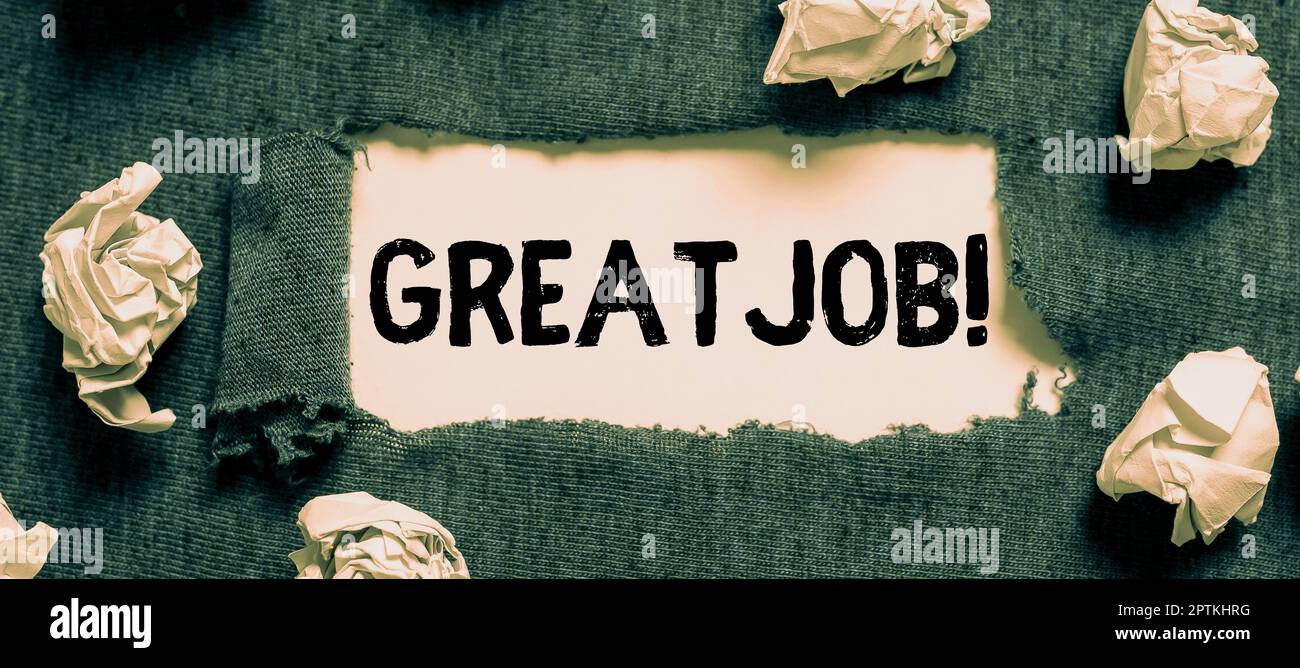 Hand writing sign Great Job, Business showcase used praising someone ...