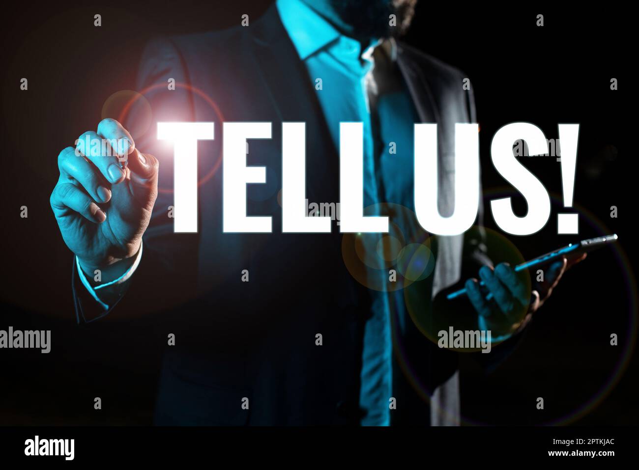 Conceptual display Tell Us, Business overview communicate information ...