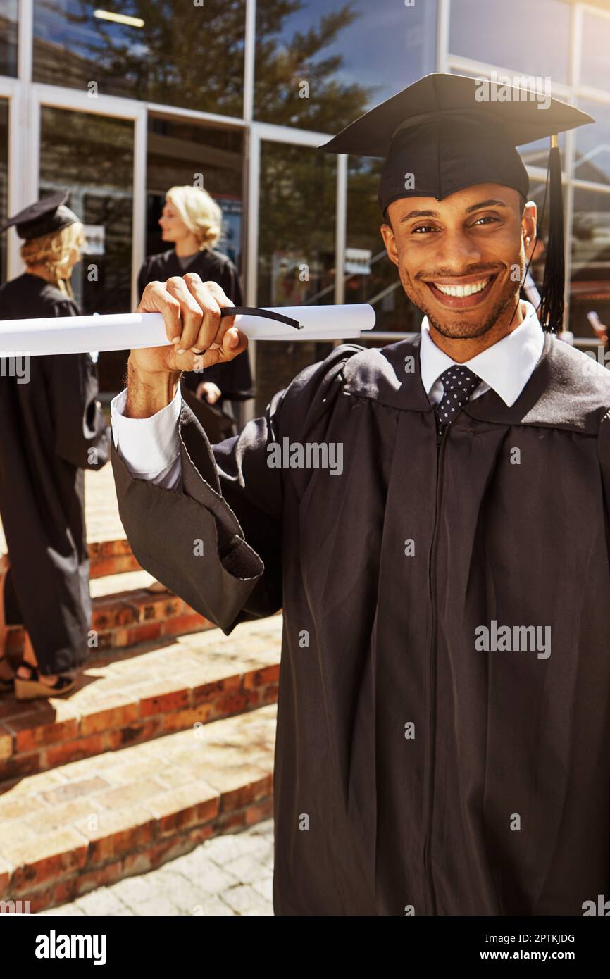 Diploma in hand and ready for anything. Portrait of a smiling ...
