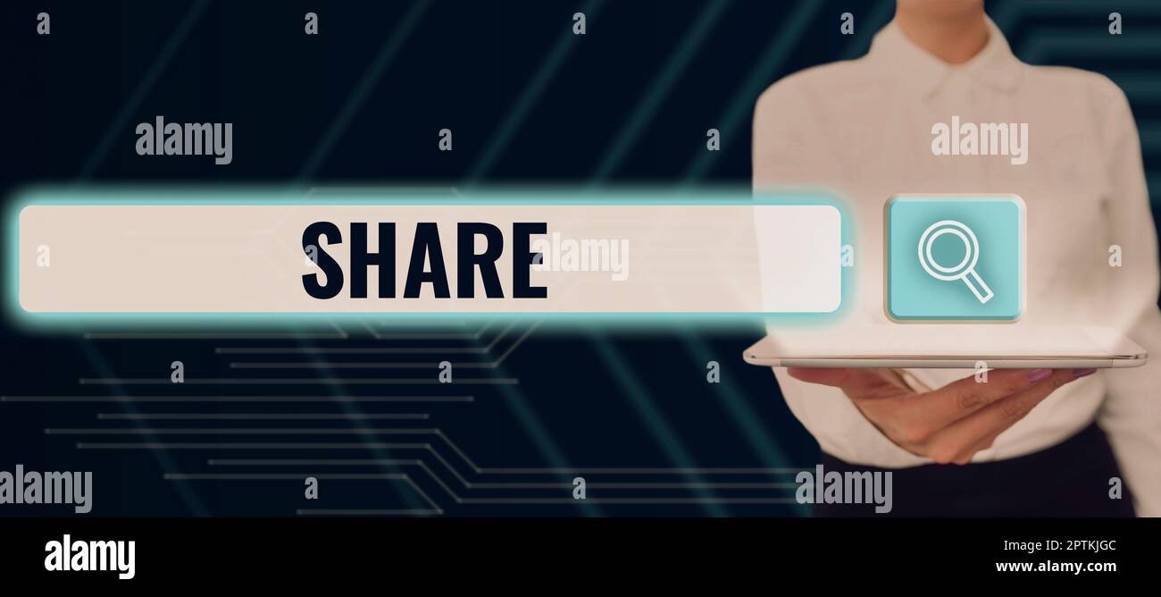 Sign displaying Share, Business overview part or portion larger amount ...