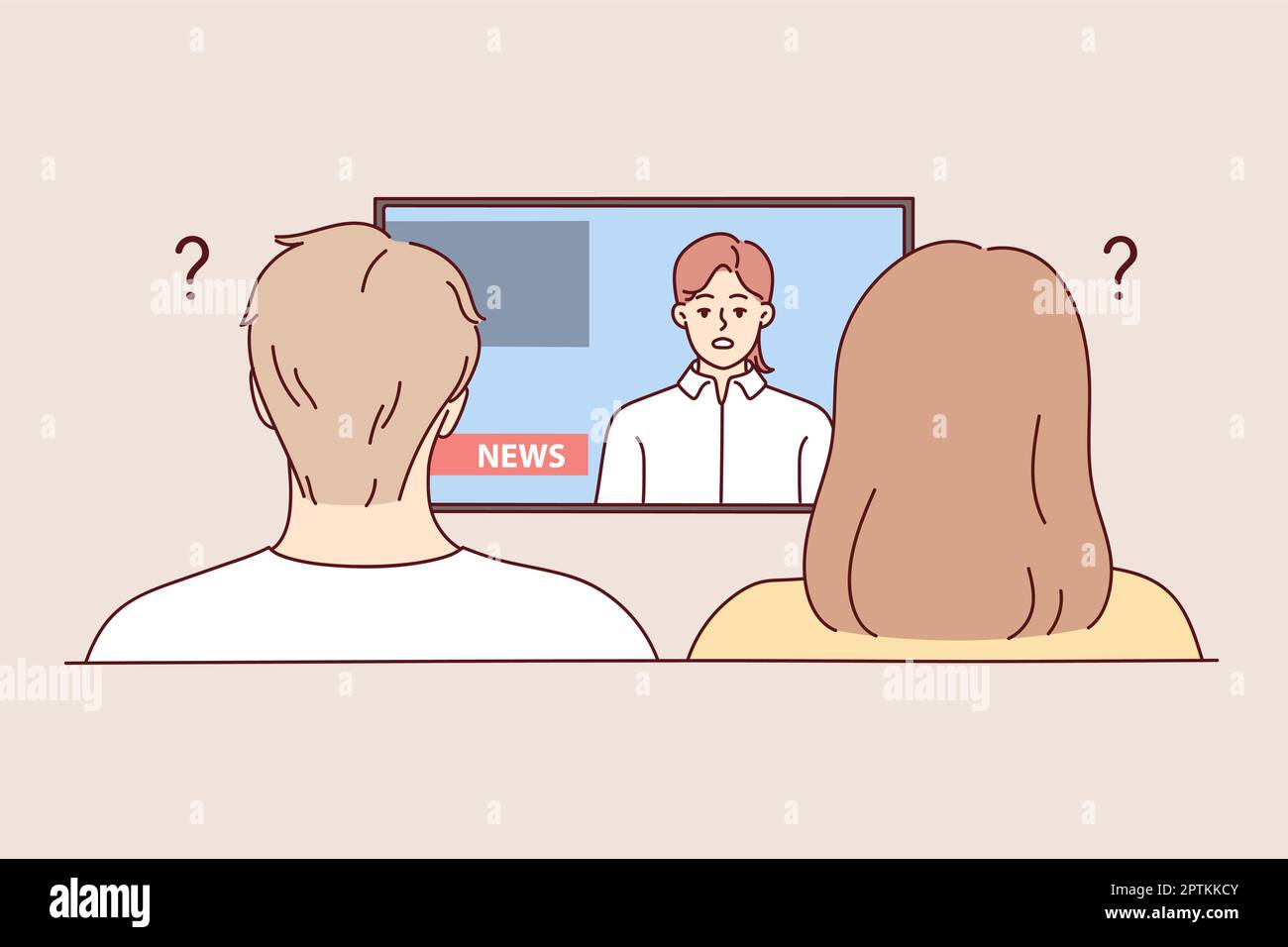 Shocked couple confused with TV news Stock Vector Image & Art - Alamy