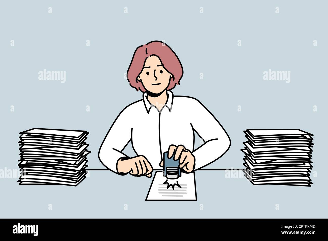 Stack files busy office paperwork Stock Vector Images - Alamy
