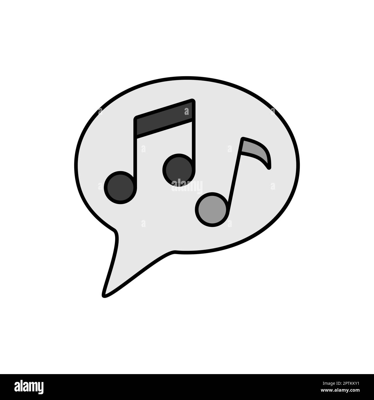 Musical note speech bubble color vector grayscale icon. Music sign ...
