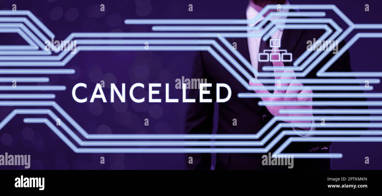 Inspiration showing sign Cancelled, Business approach decide or ...