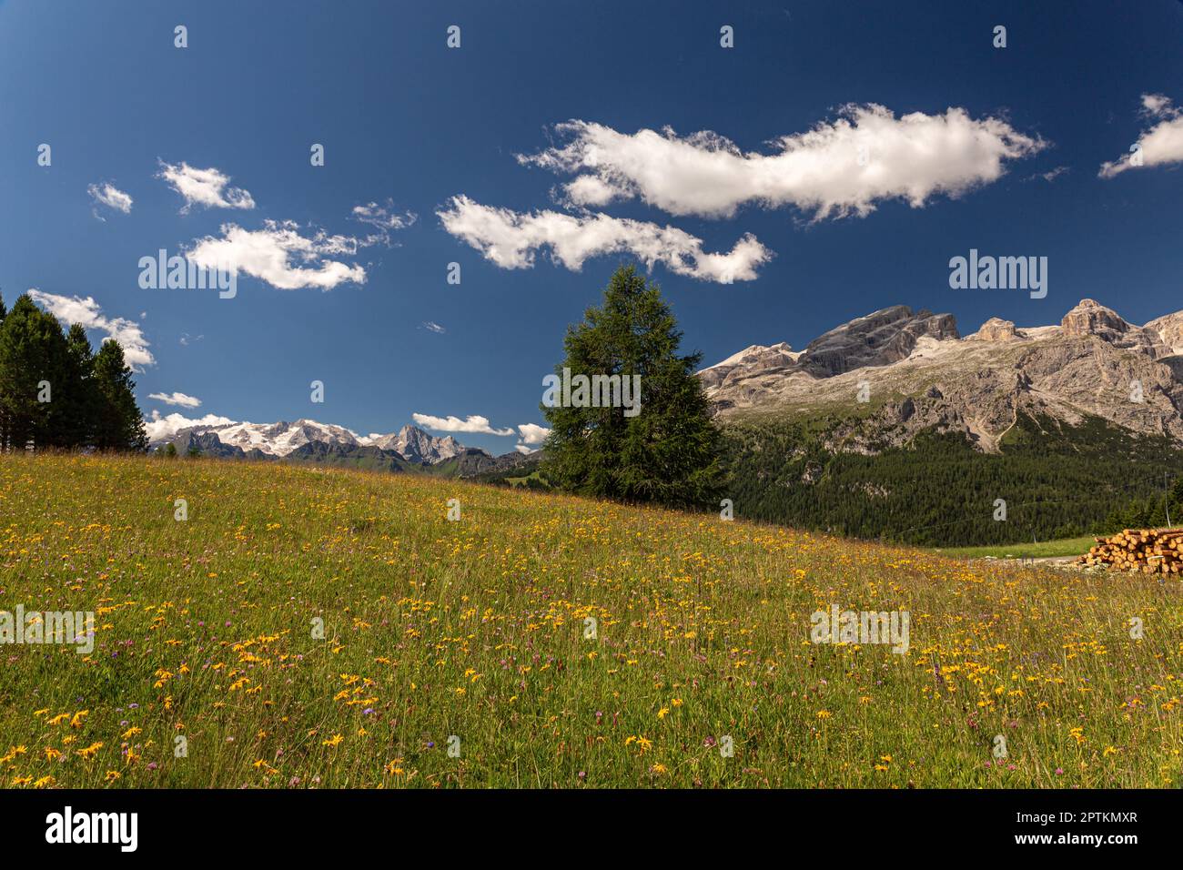 Dolomiti Alps in Alta Badia landscape amd peaks view, Trentino Alto ...
