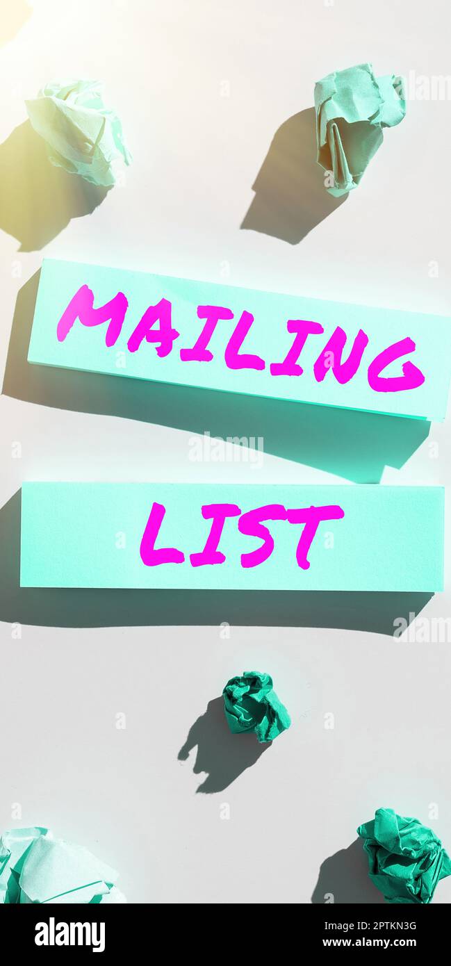 Inspiration showing sign Mailing List, Business showcase list of people ...