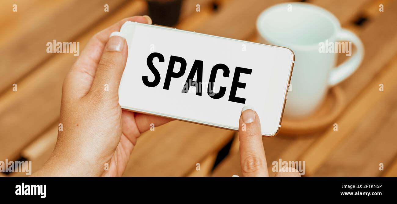 Text caption presenting Space, Conceptual photo continuous area or ...