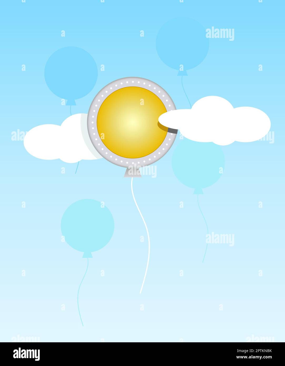 Golden money balloon with clouds in blue sky Stock Photo - Alamy