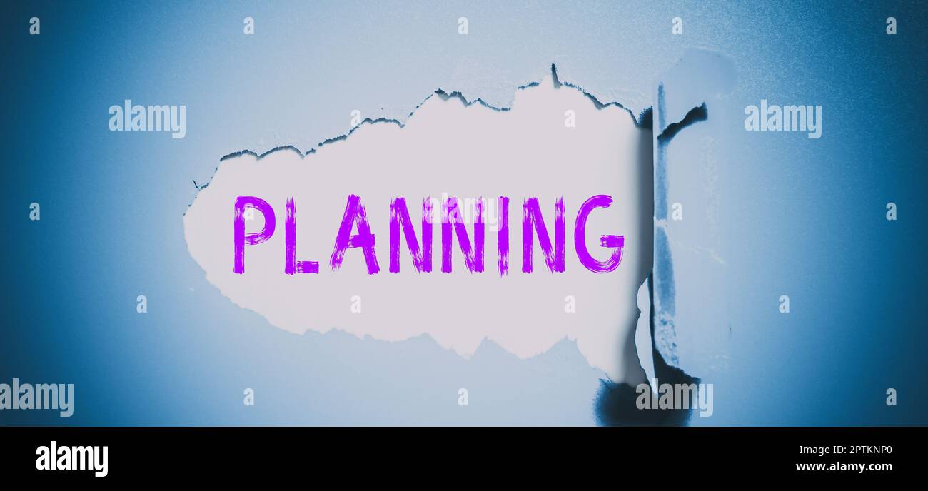 Sign displaying Planning, Business idea process of thinking about the ...