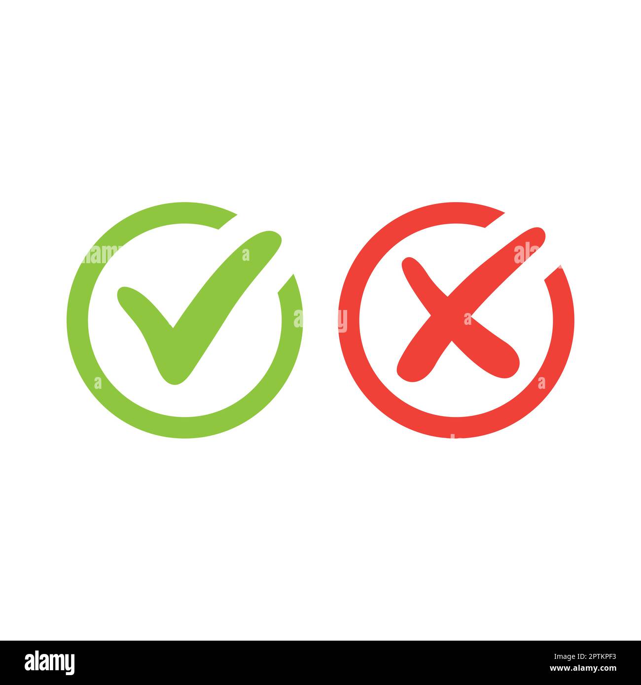 Tick symbol set in red and green circle, checkmark in checkbox vector ...