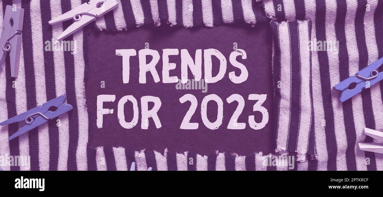 Hand writing sign Trends For 2023, Business showcase list of things ...