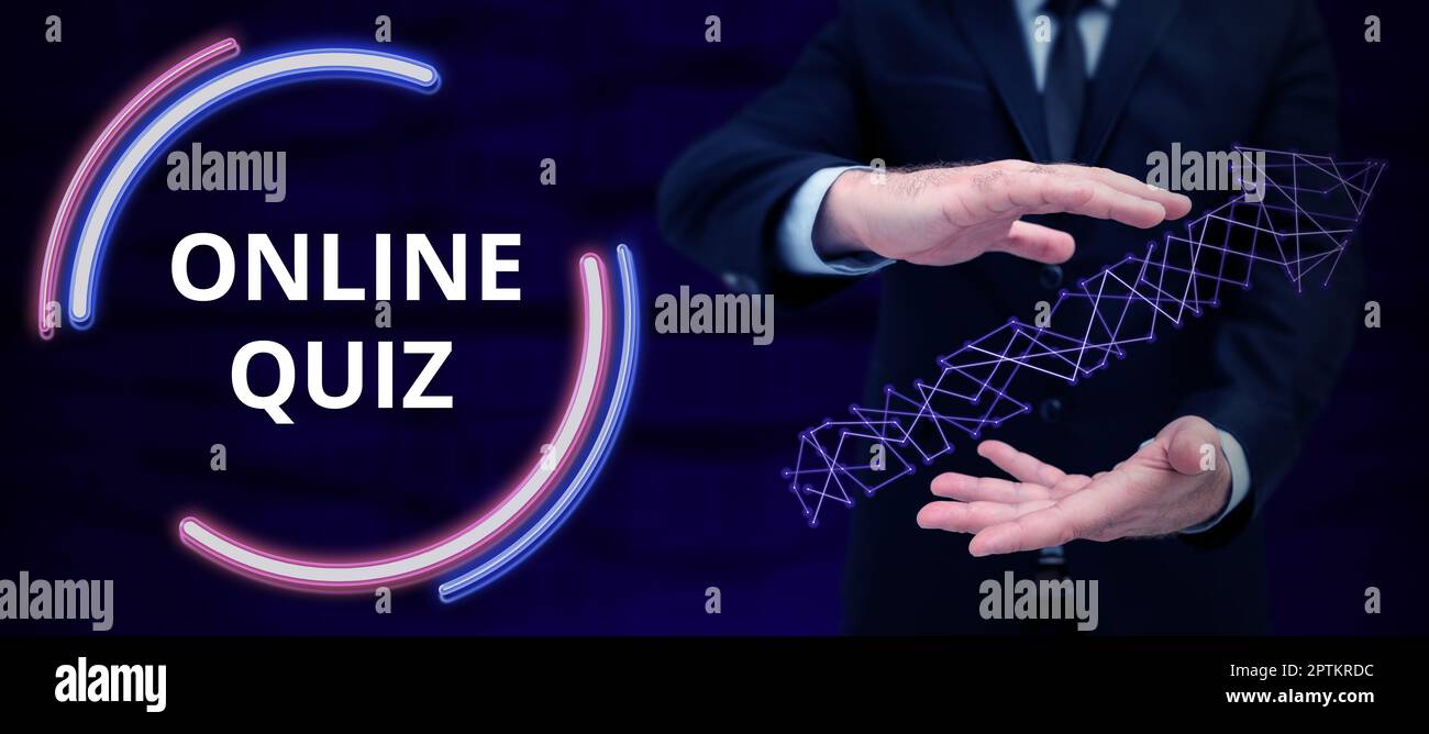Hand writing sign Online Quiz, Business showcase game or a mind sport ...