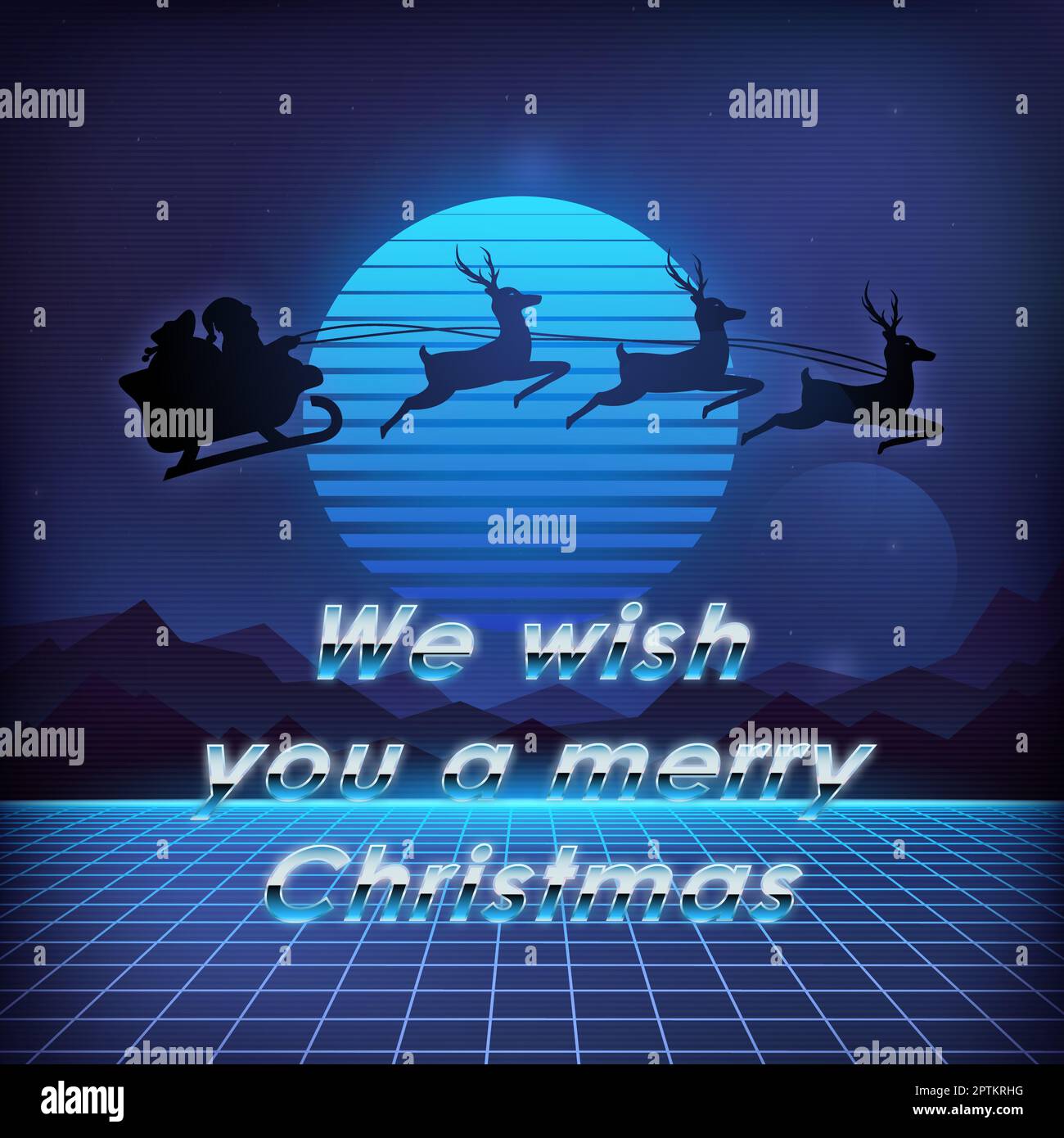 Christmas illustration in cyberpunk style. Santa Claus with bag of ...