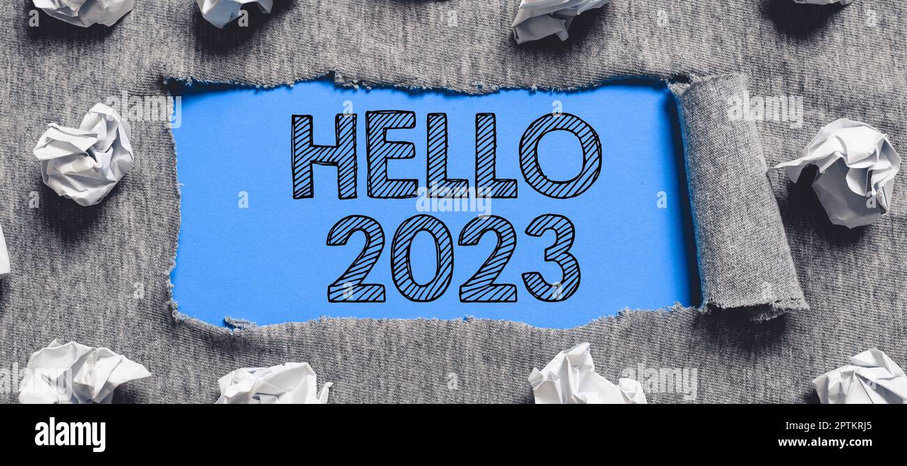 Hand writing sign Hello 2023, Concept meaning celebration of the ...