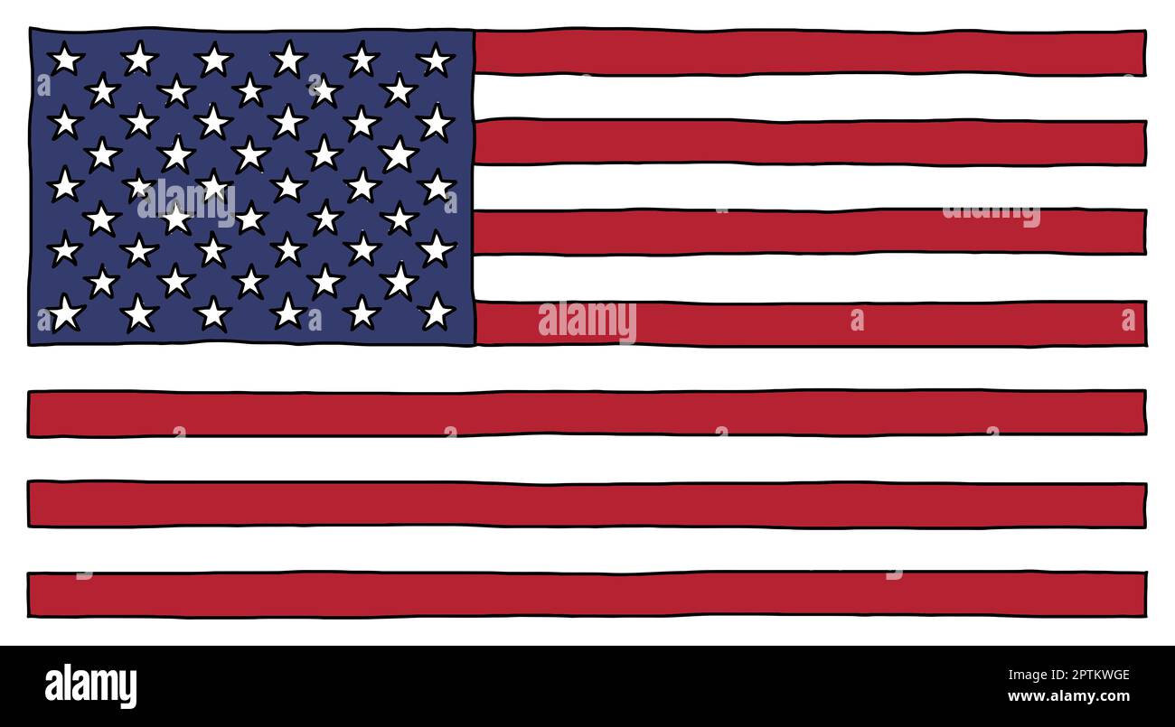 hand drawn flag of the united states illustration Stock Photo - Alamy