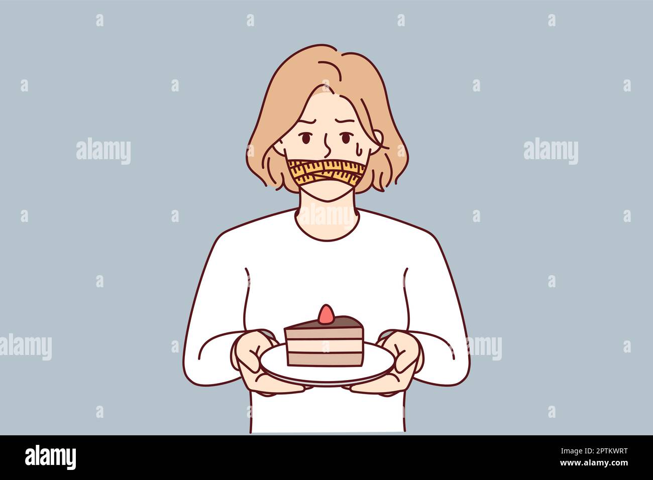 Woman tape mouth cake hi-res stock photography and images - Alamy