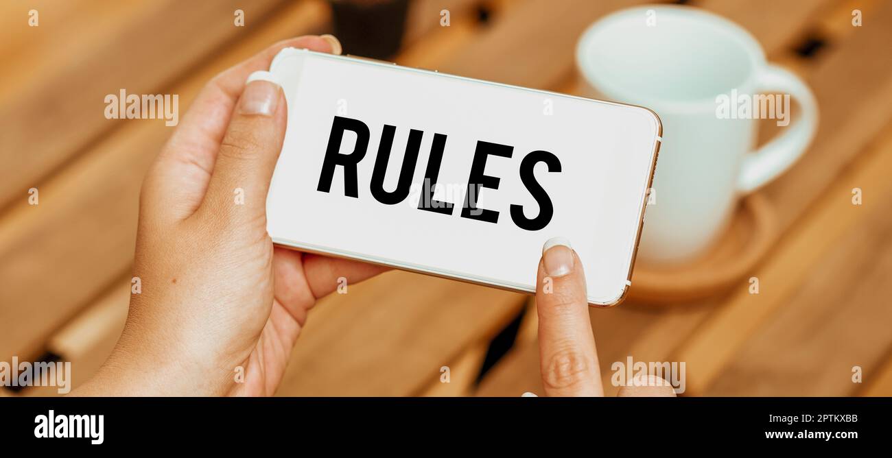 Conceptual caption Rules, Word Written on exercise ultimate power ...