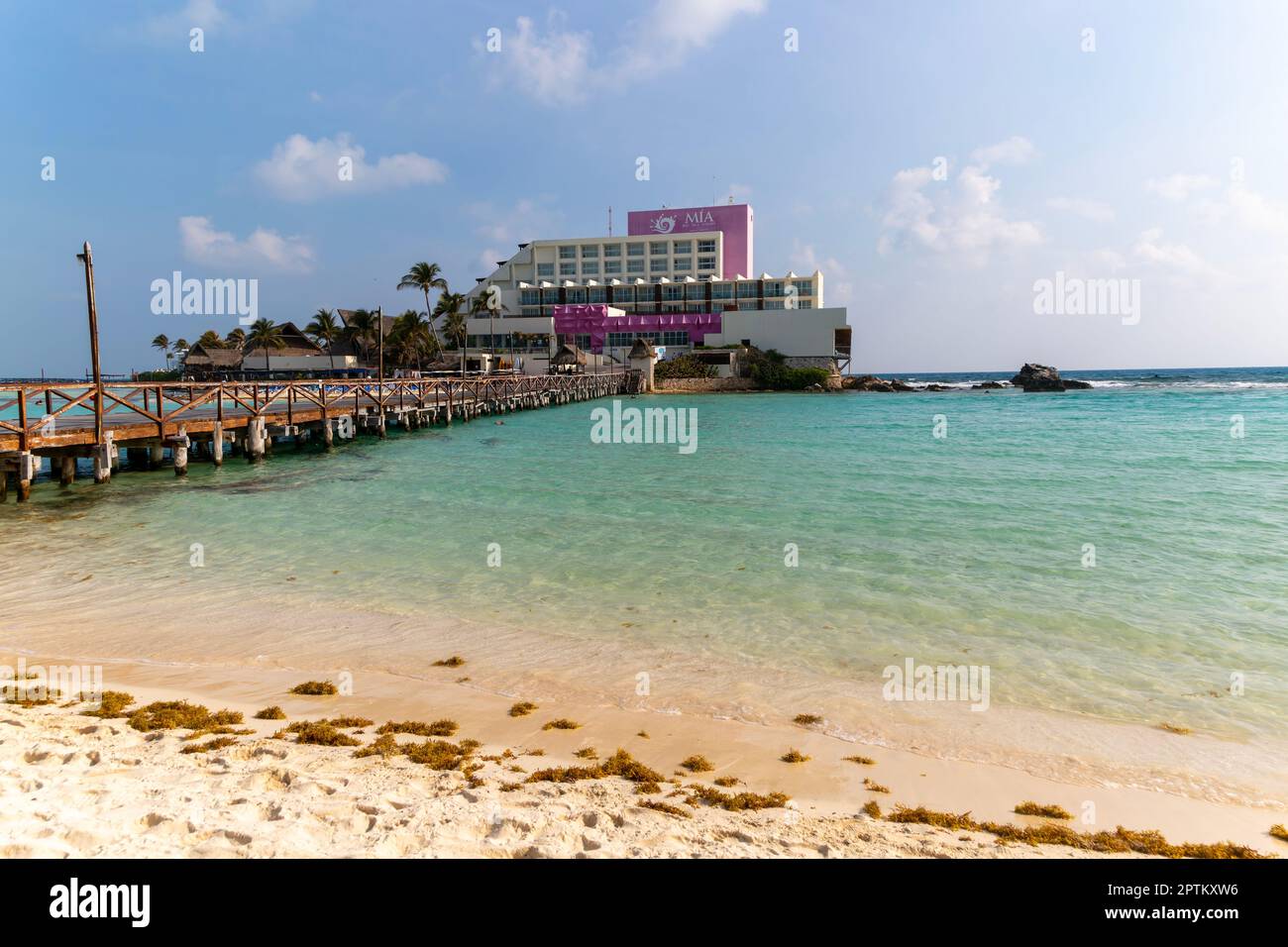 Coastal landscape view to Mia Reef Hotel, Isla Mujeres, Caribbean Coast ...