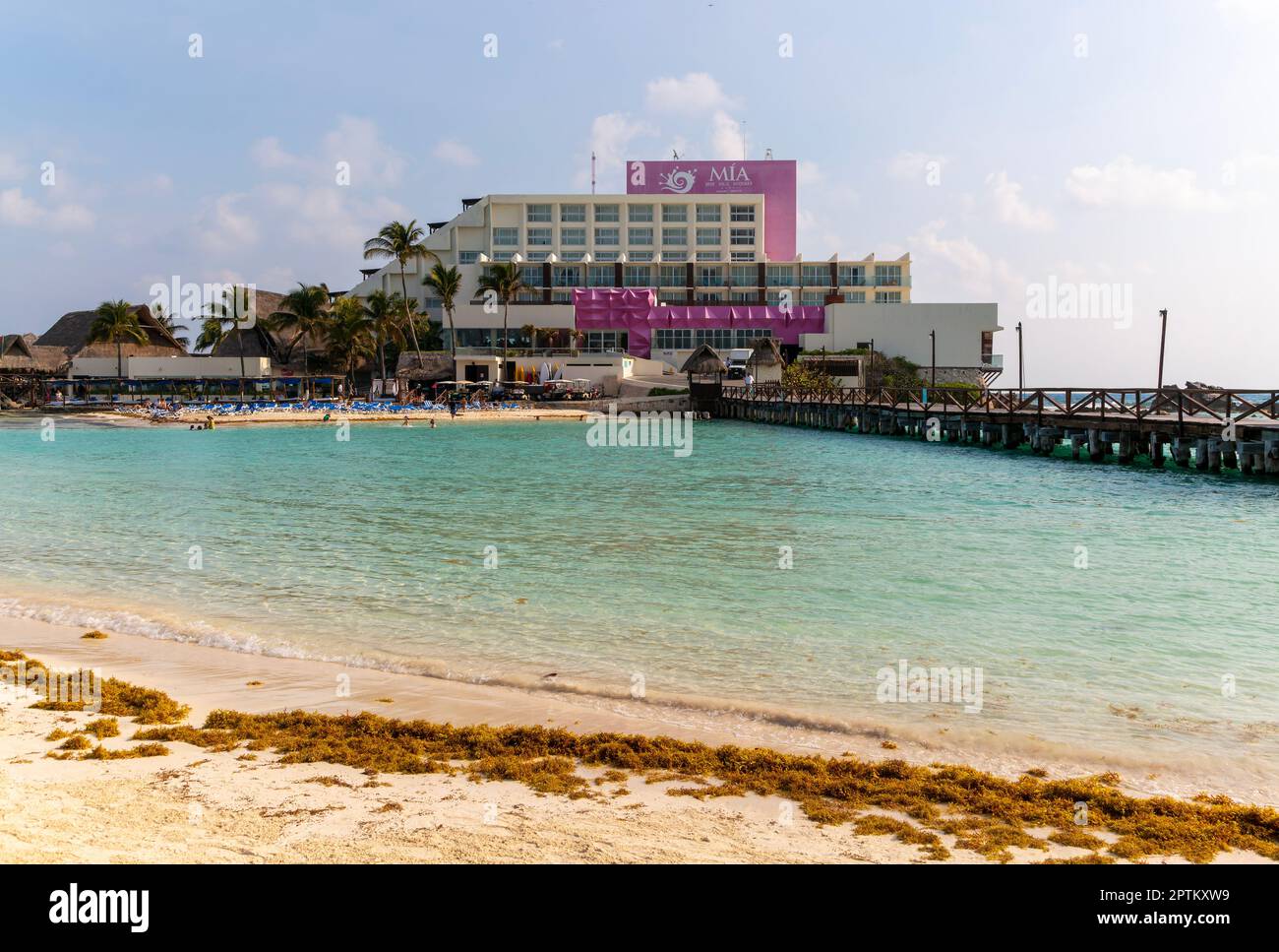Coastal landscape view to Mia Reef Hotel, Isla Mujeres, Caribbean Coast ...