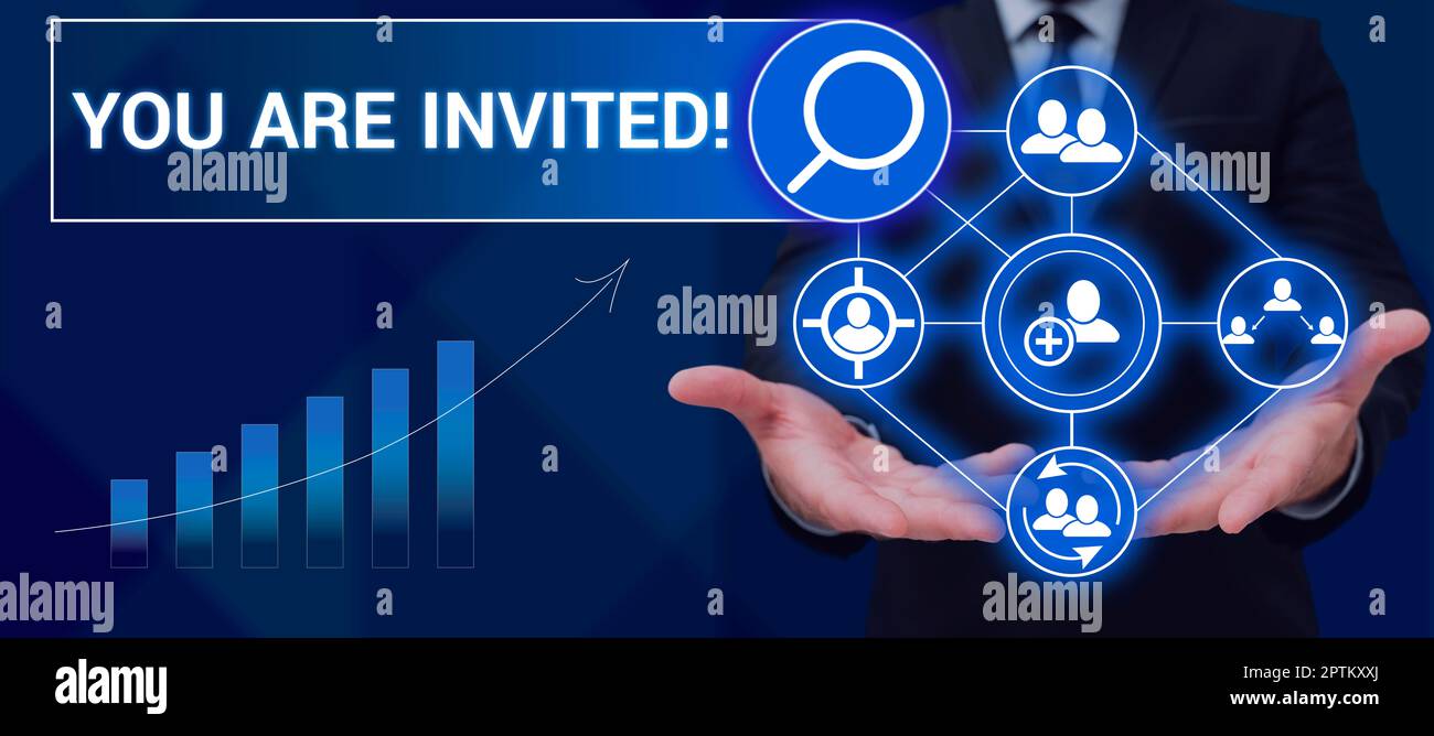 Sign displaying You Are Invited, Business showcase Receiving and ...