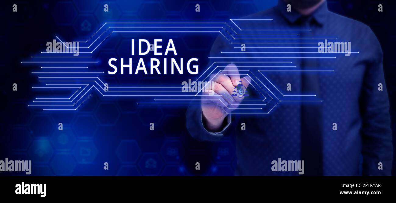 Text sign showing Idea Sharing, Business showcase Startup launch ...