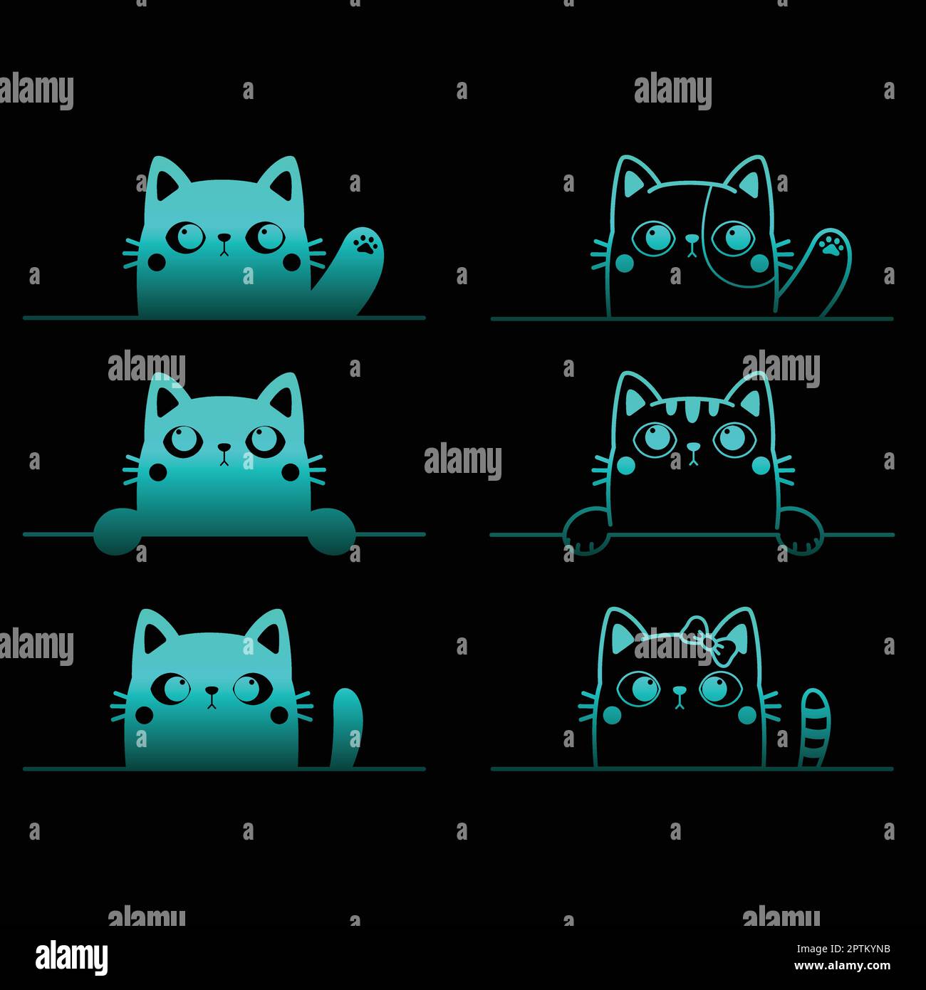 cat peeking out of corner set vector flat illustration Stock Vector Image & Art - Alamy