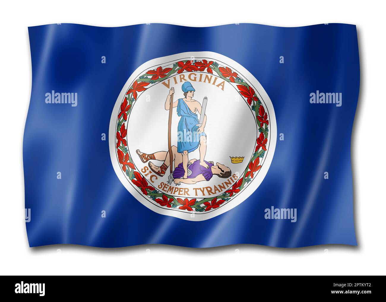 Virginia flag, united states waving banner collection. 3D illustration ...