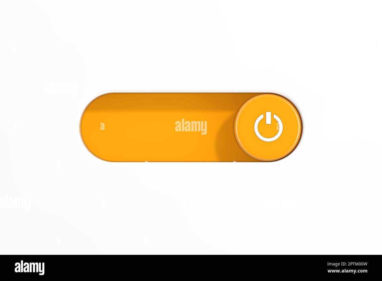Yellow Toggle Switch Slider With On Off Power Icon On A White Background 3d Rendering Stock